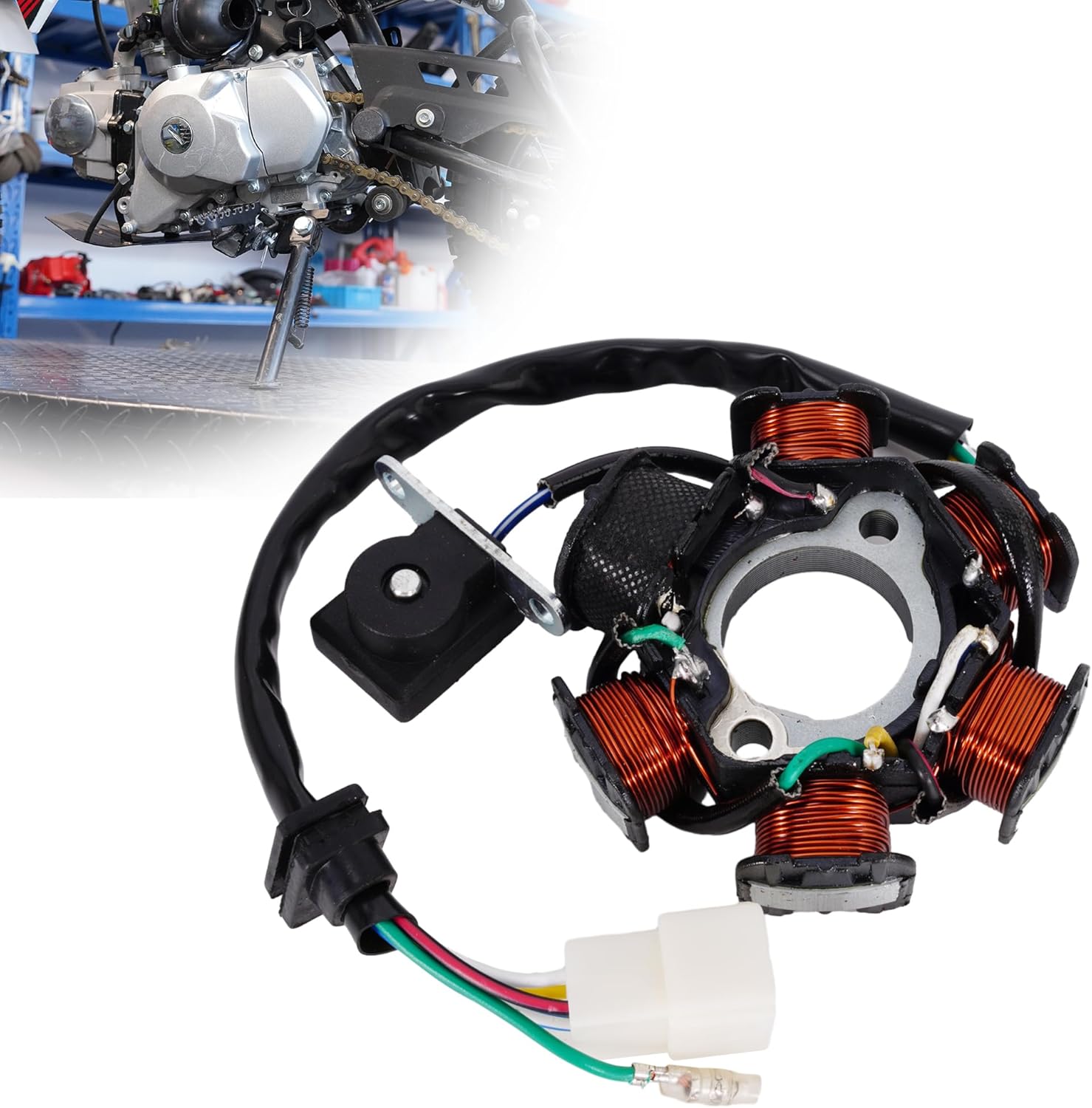 Amazon.com: Magneto Stator 5 Wire AC 6 Pole Replacement for 50cc 100cc ...
