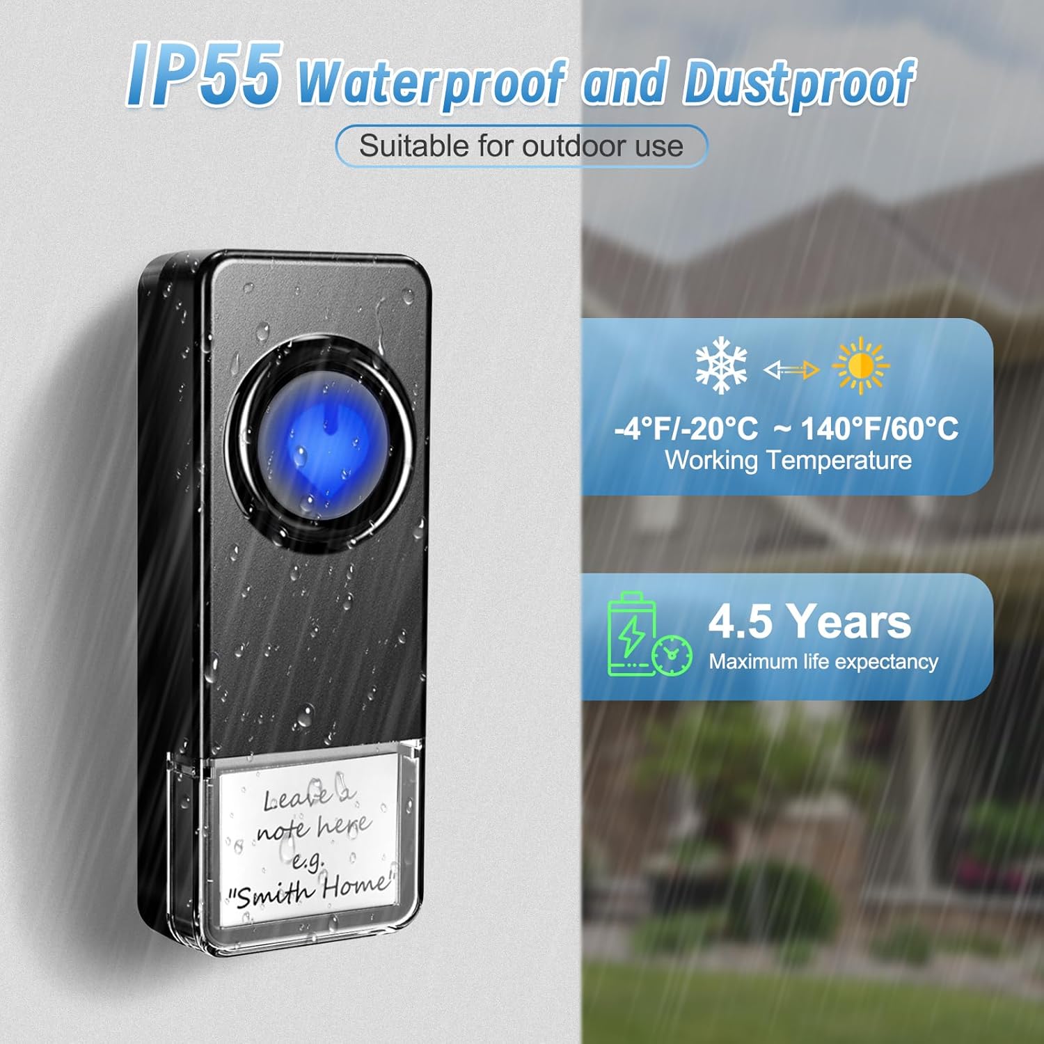 BITIWEND Kabelloses Türklingel-Set, wasserdicht (IP55), Benutzerhandbuch