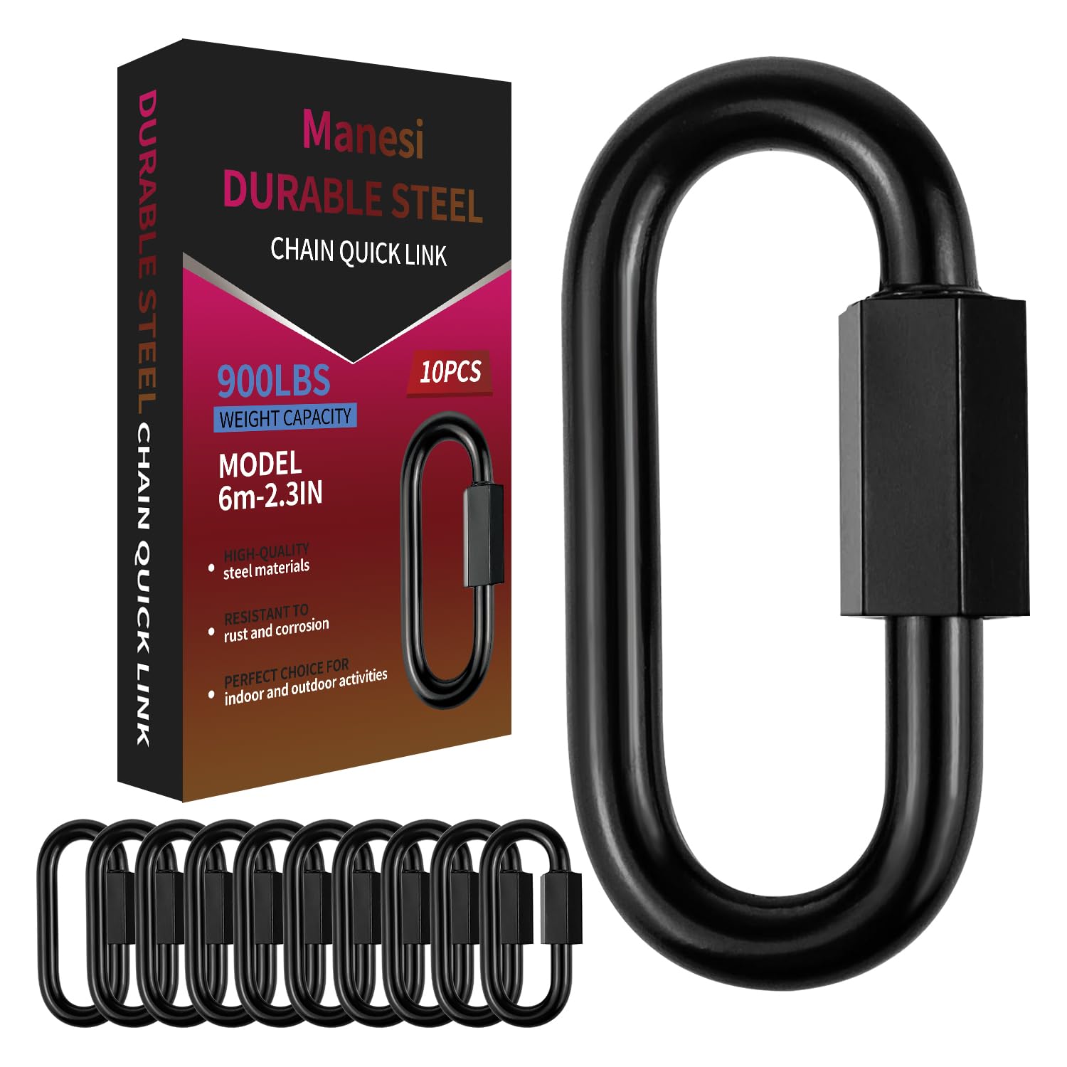 Snapklik.com : 2.3" Chain Quick Links, 10 Pcs 1/4" Marine Grade Screw ...