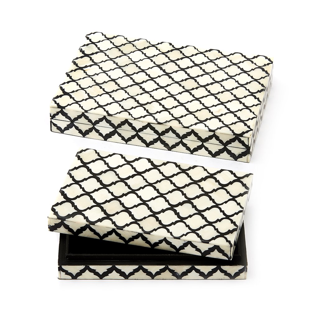 Two's Company Tozai Patterns Bone Box, Set of 2 : Amazon.in