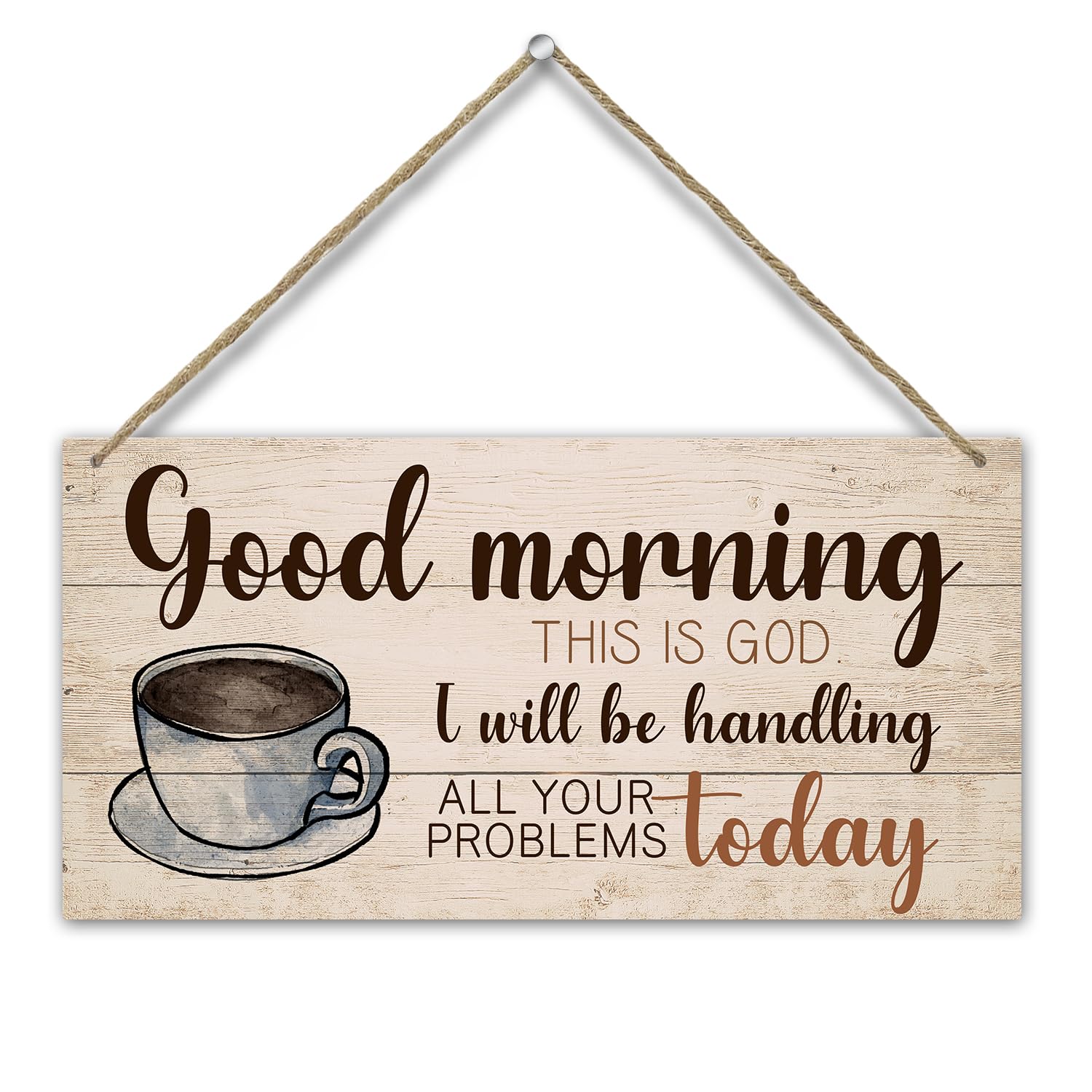 Amazon.com: Good Morning This is God - Hanging Wood Plaque with Rope ...
