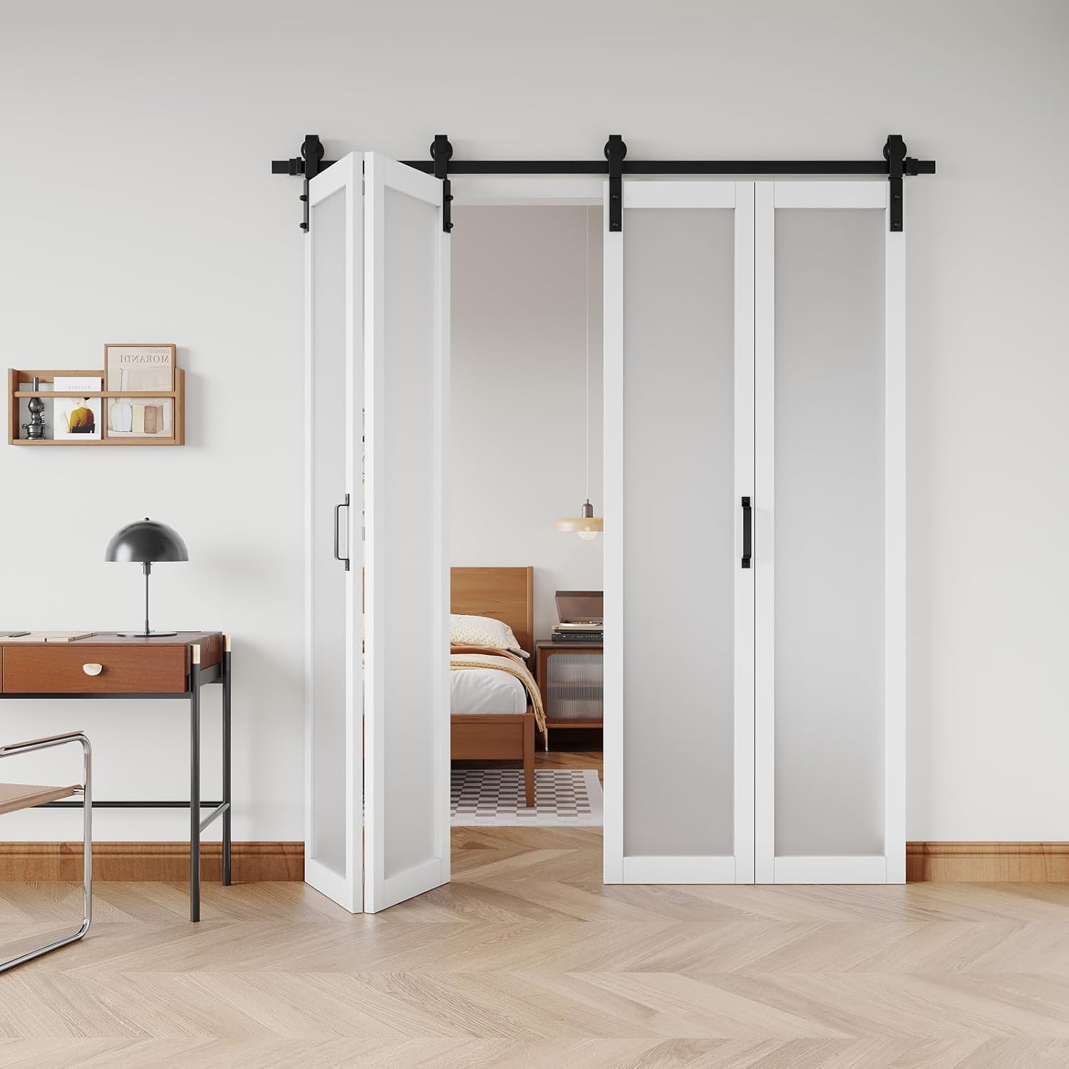 Bifold Barn Doors and Hardware Included 72" (36" x 2) x 84", Full ...