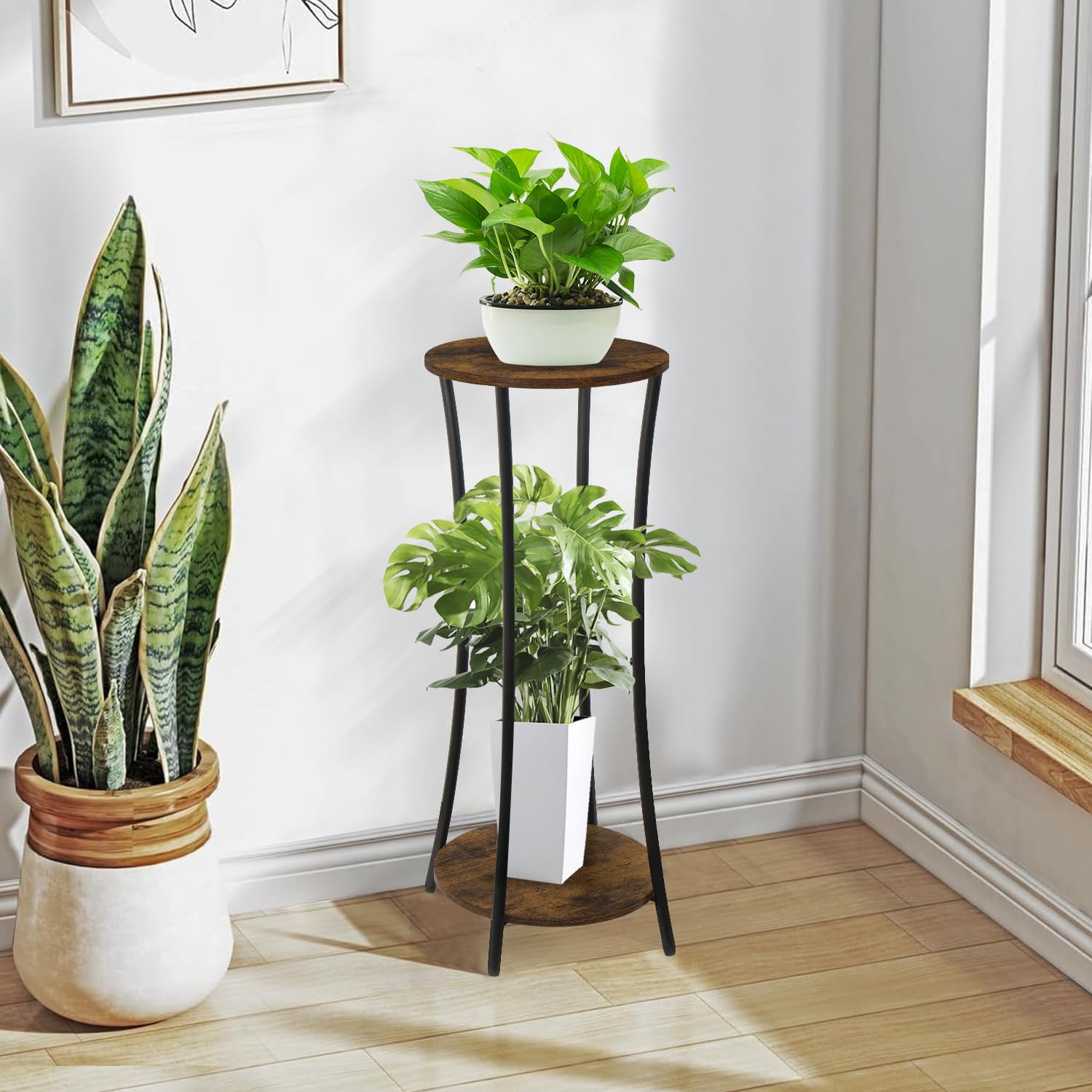 Snapklik.com : Plant Stand Indoor,2 Tier Round Potted Holder Rack ...