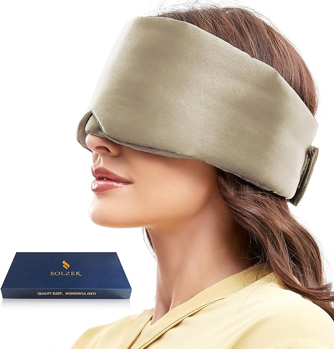 Amazon.com: SOLZEK Real Silk Sleep Mask, 100% Blackout Eye Mask ...