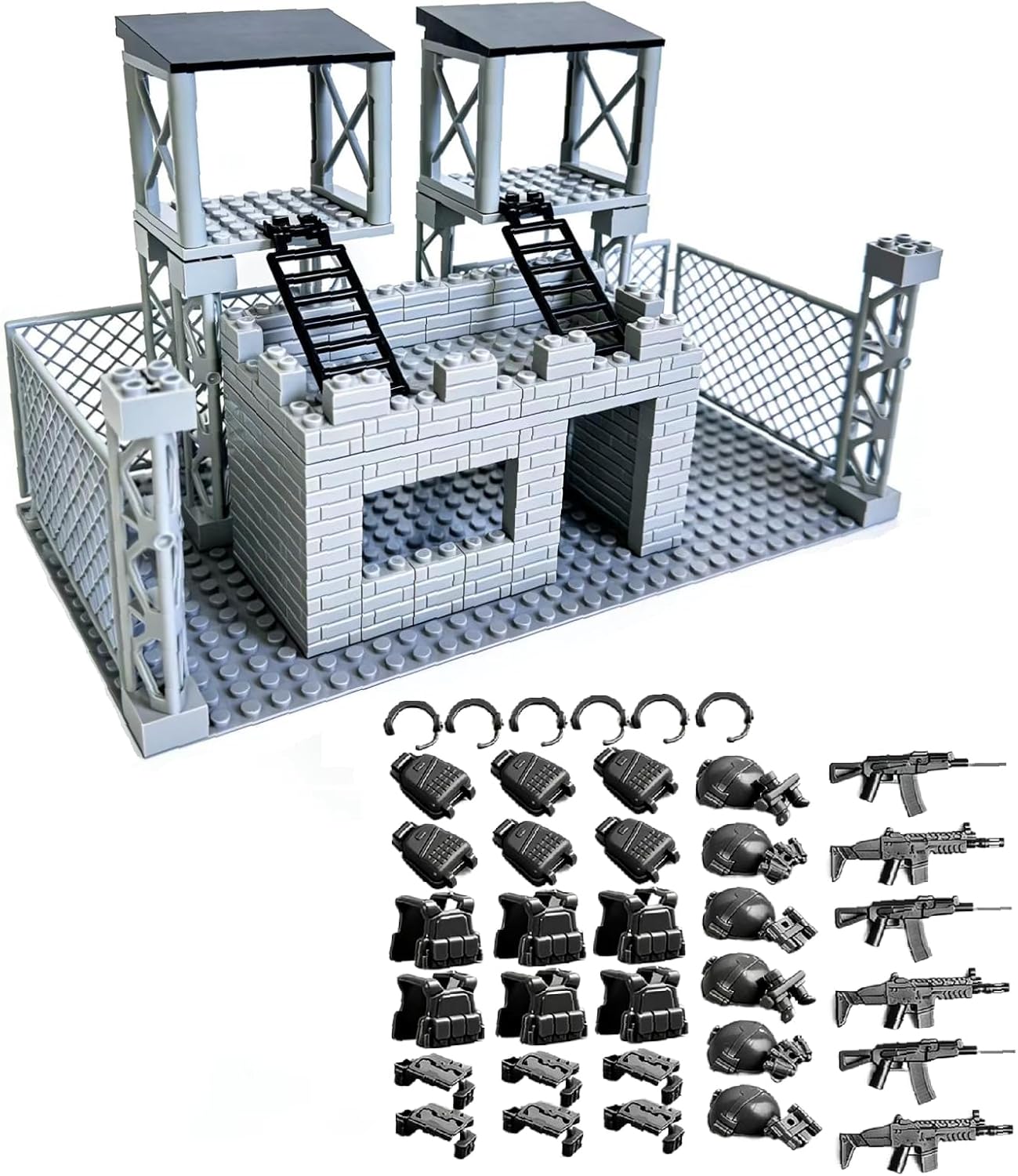 Amazon.com: Ajuzolu Military Base Building Brick Set ，Include Army ...