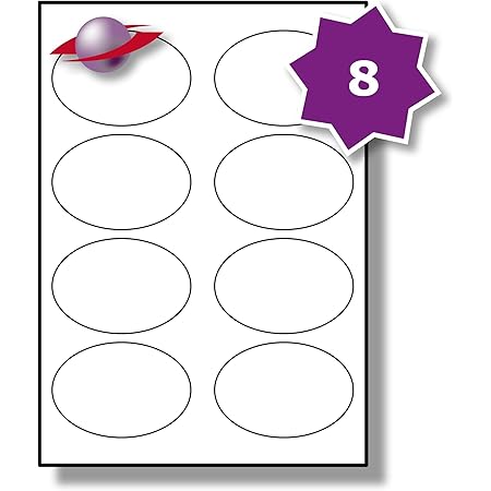 8 Per Page/Sheet 10 Sheets (80 OVAL Sticky Labels) Label Planet® A4 ...