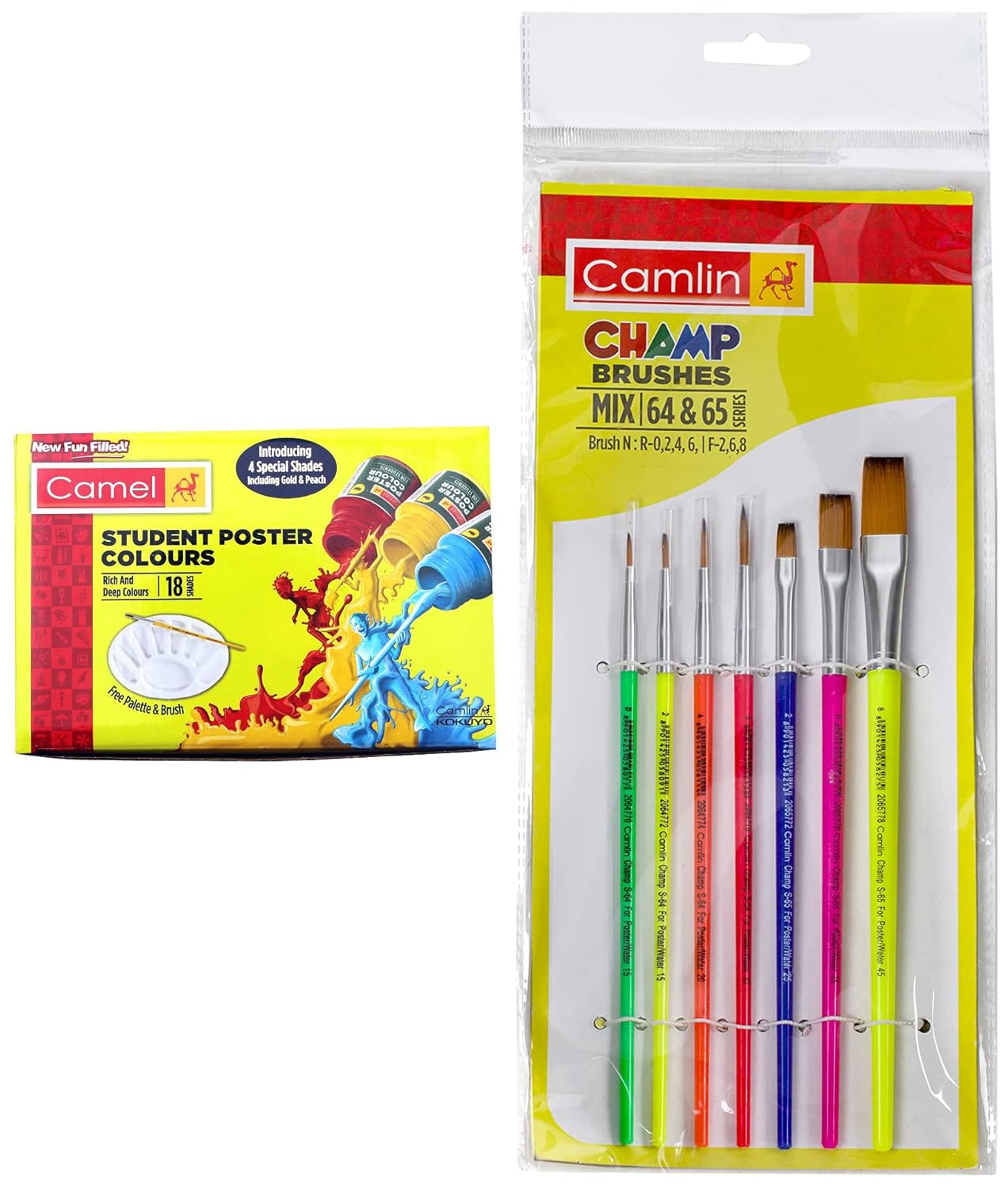 Camlin KoKuyo Pack of 18 Shade Bottles 10ml Each, 1 Palette, 1 Brush ...