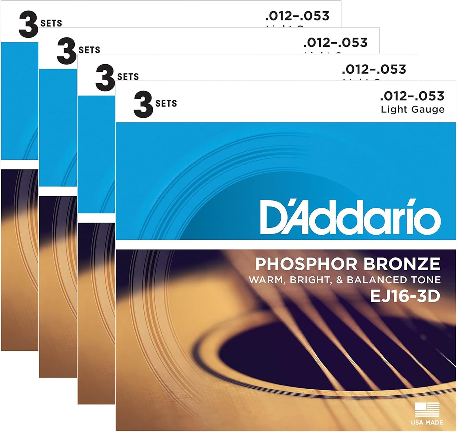 Amazon.com: D'Addario EJ16-12P Phosphor Bronze Light Acoustic Guitar ...