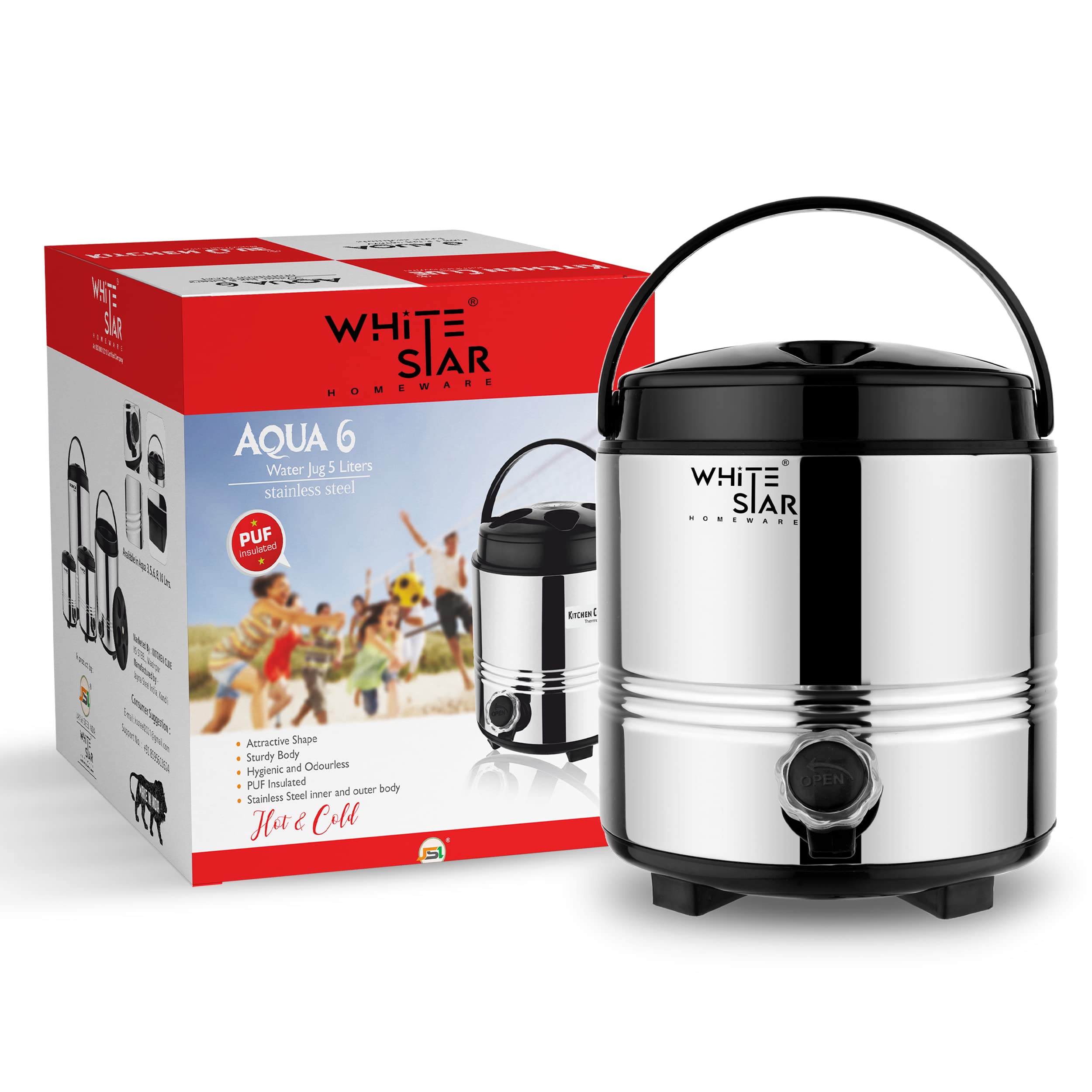 Buy WHITESTAR Stainless Steel 5 Liter Water Containers with Tap - Hot ...