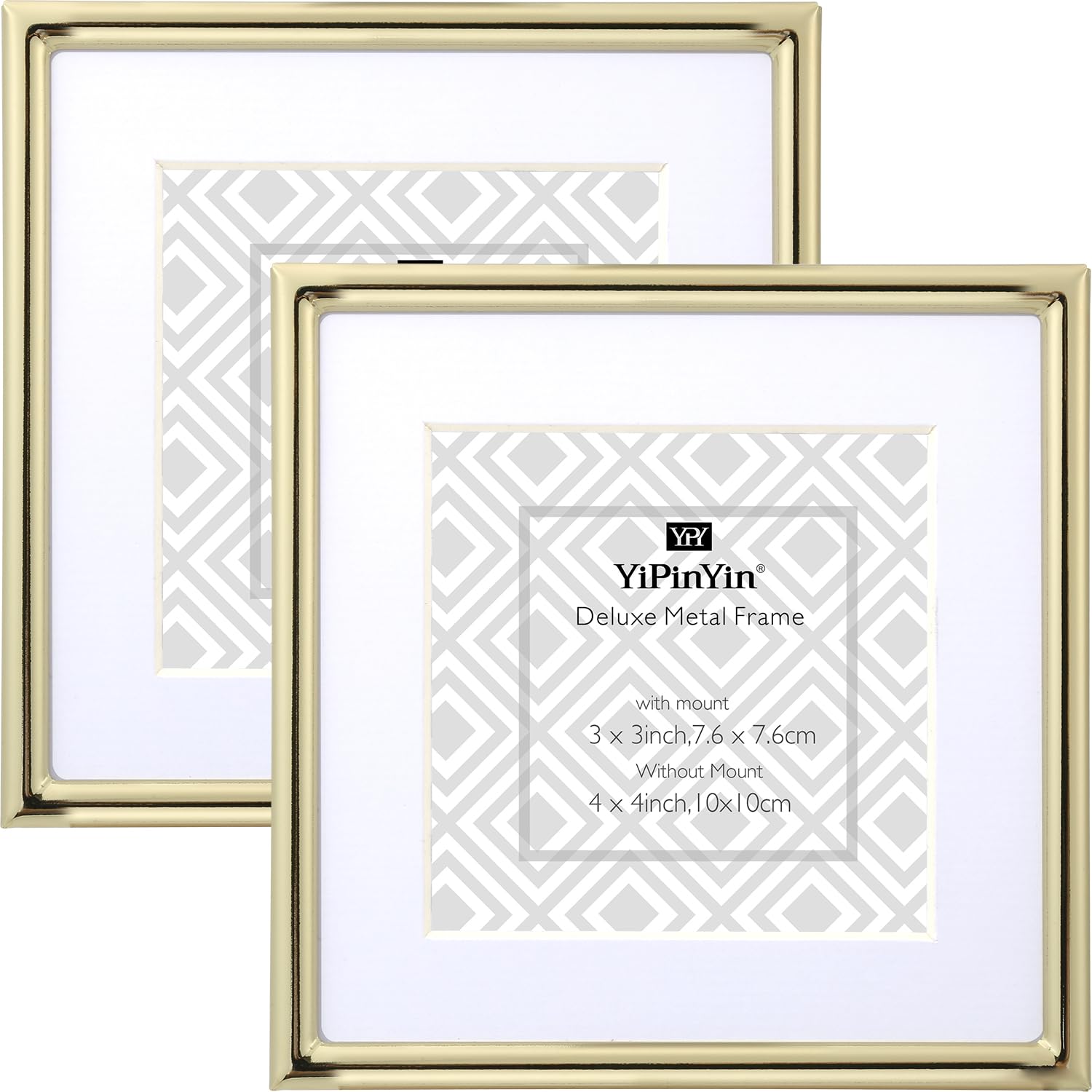 Amazon.com - YiPinYin 4x4'' Sqaure Gold Metal Picture Frame With Mat ...