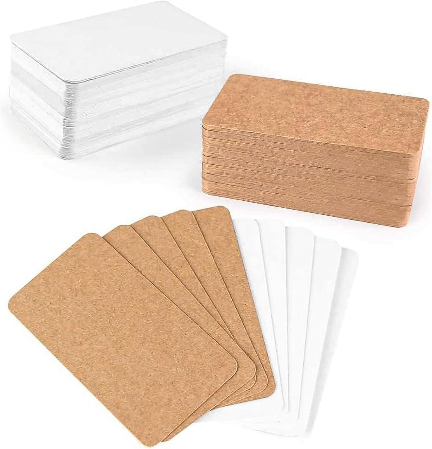 wadafen 200 Blank Kraft Paper Cards,Blank Flash Cards,Blank Business ...