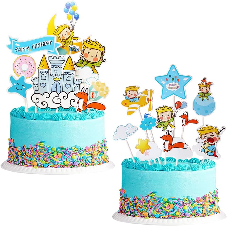 IOSCDH Little Prince Cupcake Toppers, 40Pcs Birthday Cake Topper, Cake ...