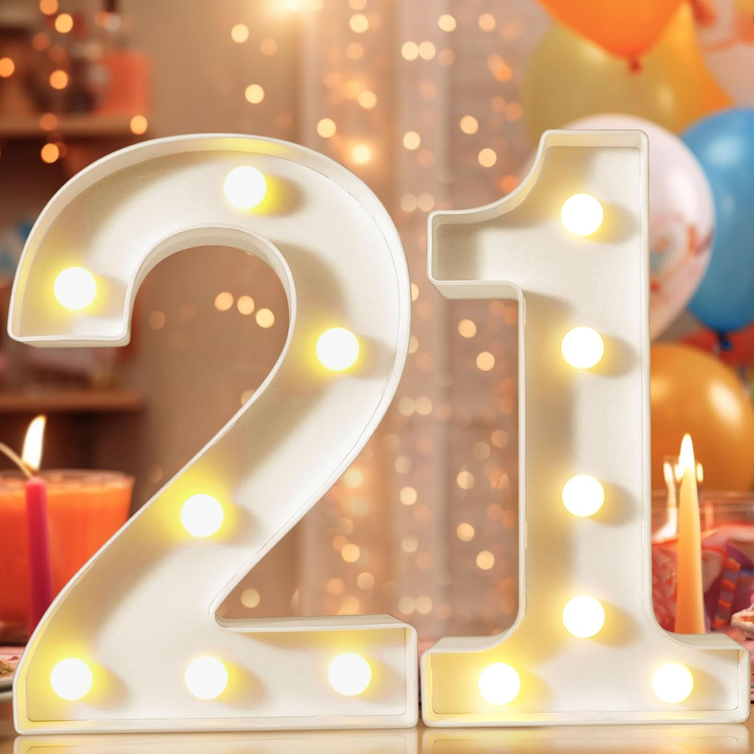 21st Birthday Decorations for Her, Light Up Numbers for 21st Birthday ...