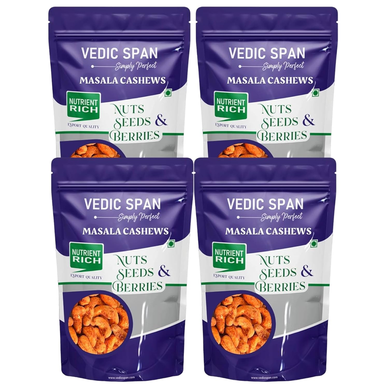 Vedic Span Masala Flavoured Cashews | 1 Kg | Whole W400 Size Cashew | Pouch Pack | Export ...