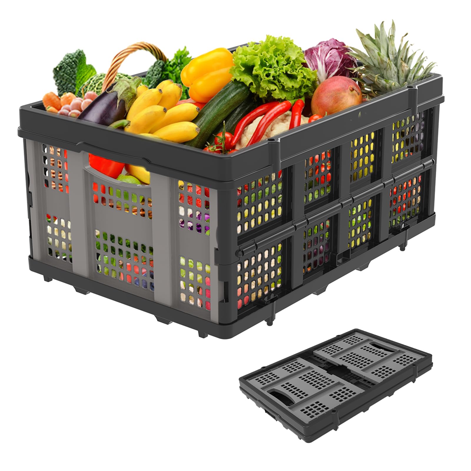 Amazon.com: Plastic Storage Basket 50L, Foldable Storage Bin Organizer ...