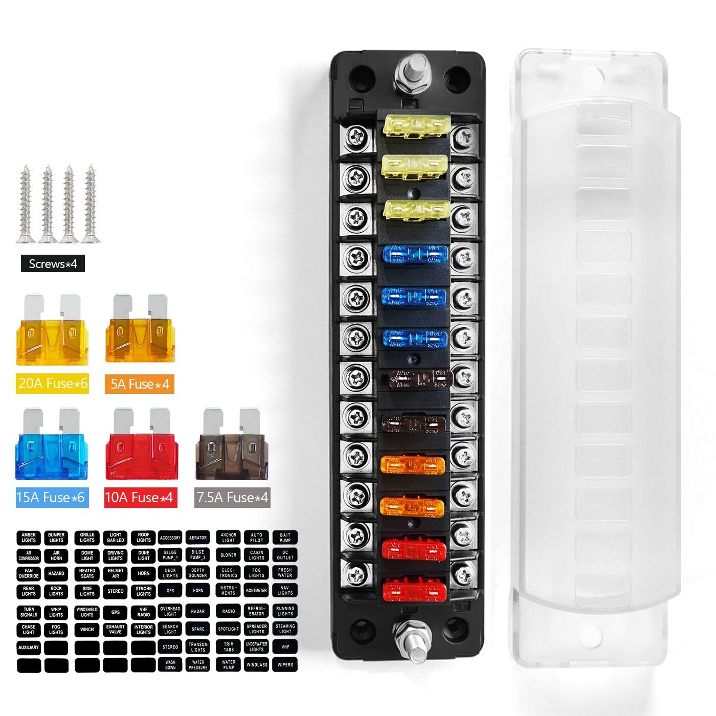 LENKRAD 12 Circuit Blade Fuse Block 12 Way Fuse Box Holder with ...