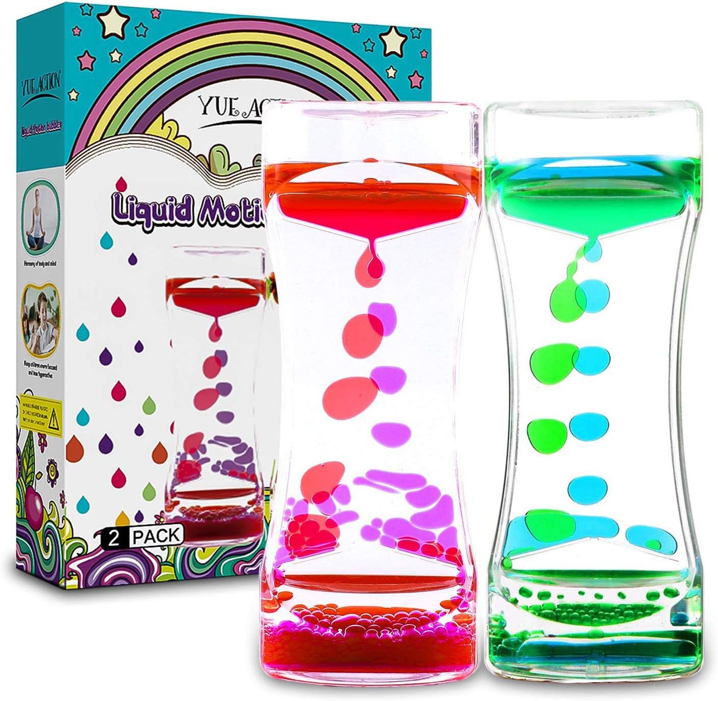 Amazon.com: YUE Motion Liquid Timer - 2 Pack Liquid Motion Bubbler Toys ...