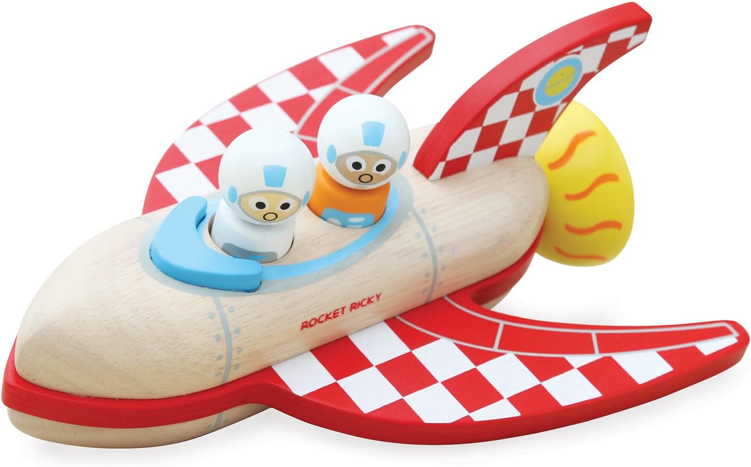 Indigo Jamm Rocket Ricky, Retro Wooden Toy Space Vehicle with Movable ...