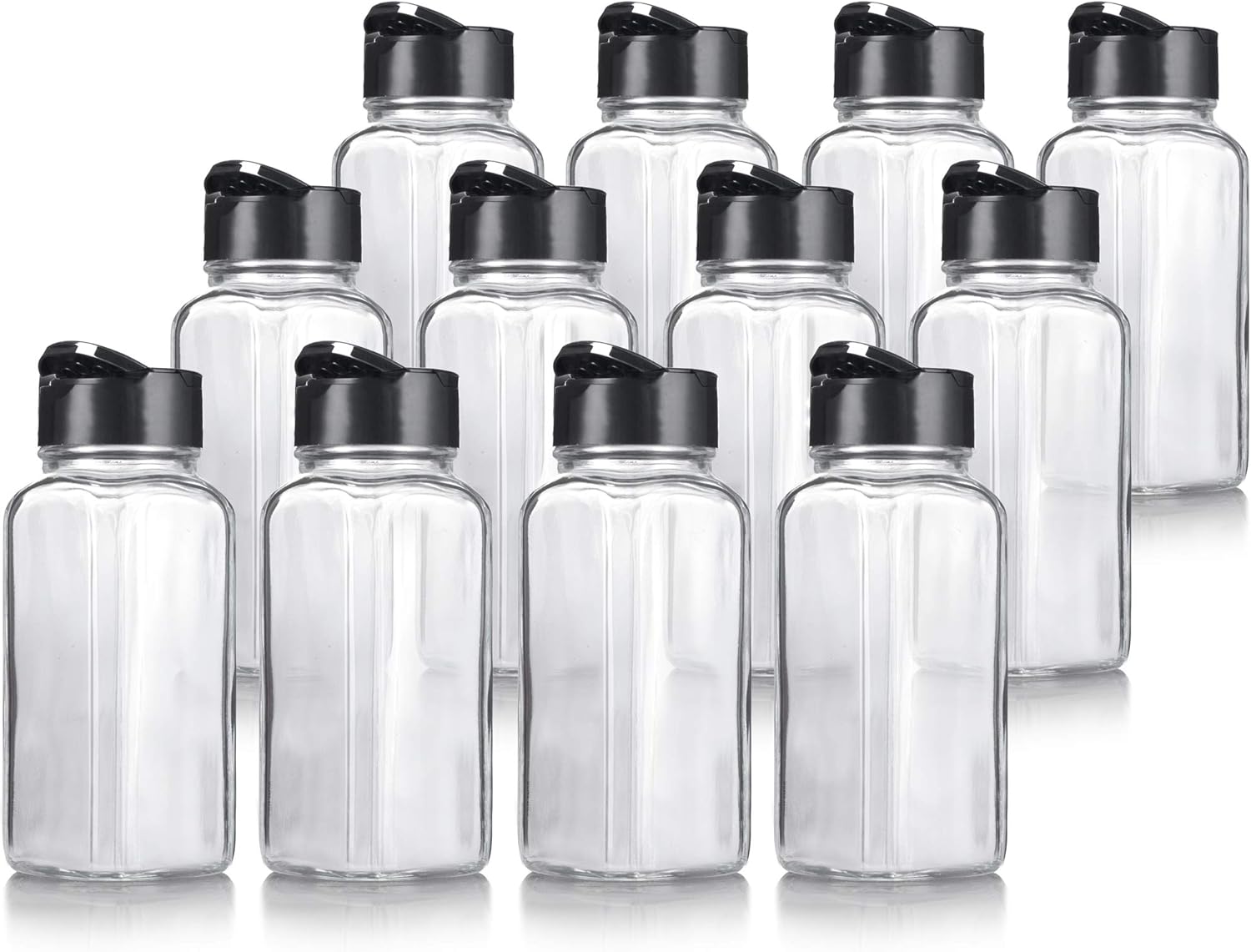 Amazon.com: JUVITUS 4 oz / 120 ml Clear Glass Square Spice Jar with ...