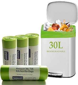 Rwoyurr 30 Litre Compostable Bin Liners, 80 Counts Thicken ...