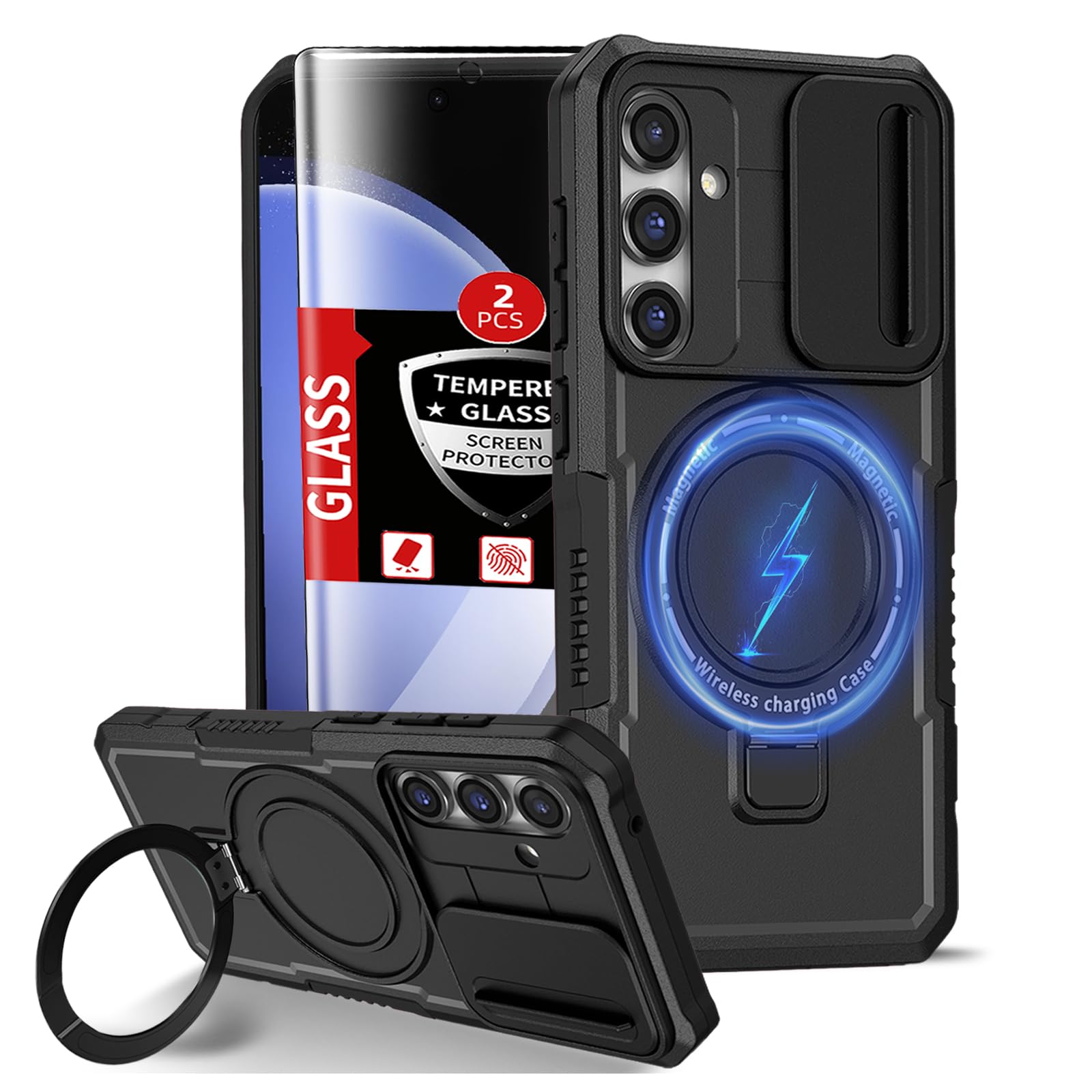 Amazon.com: FRLMOOES for Samsung Galaxy S23 FE Case Compatible Wireless Charging Magnetic S23FE ...