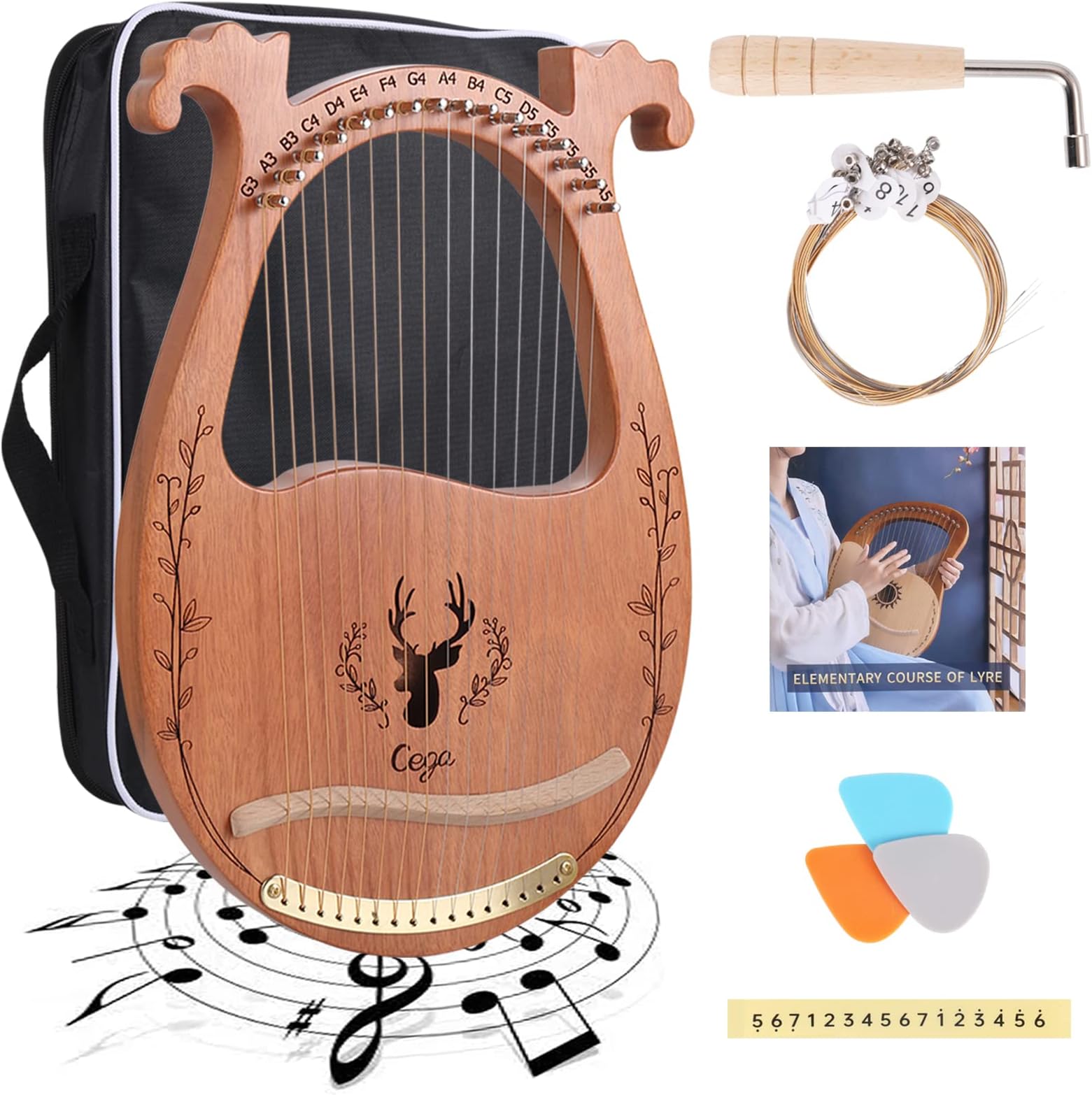 Amazon.com: Roosebeck Lily Harp, 8 Strings, Knotwork : Musical Instruments