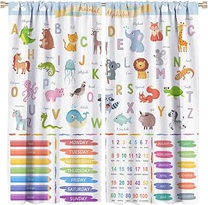 Amazon.com: Animal Alphabet Curtains, Funny Colorful Recognizing ...