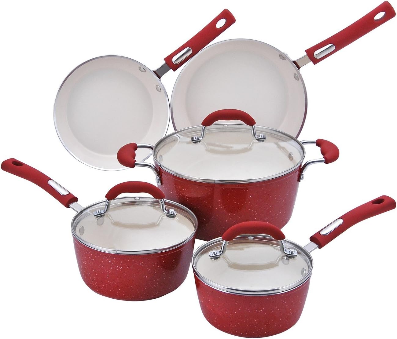 Amazon.com: Hamilton Beach 8pc Aluminum Cookware Set, 3.0mm Forged, Red ...