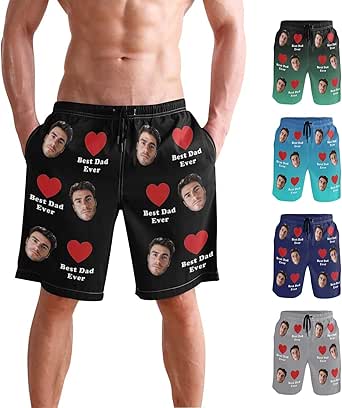 Amazon.com: Xmycdz Customized Photo Men's Beach Shorts for Dad ...