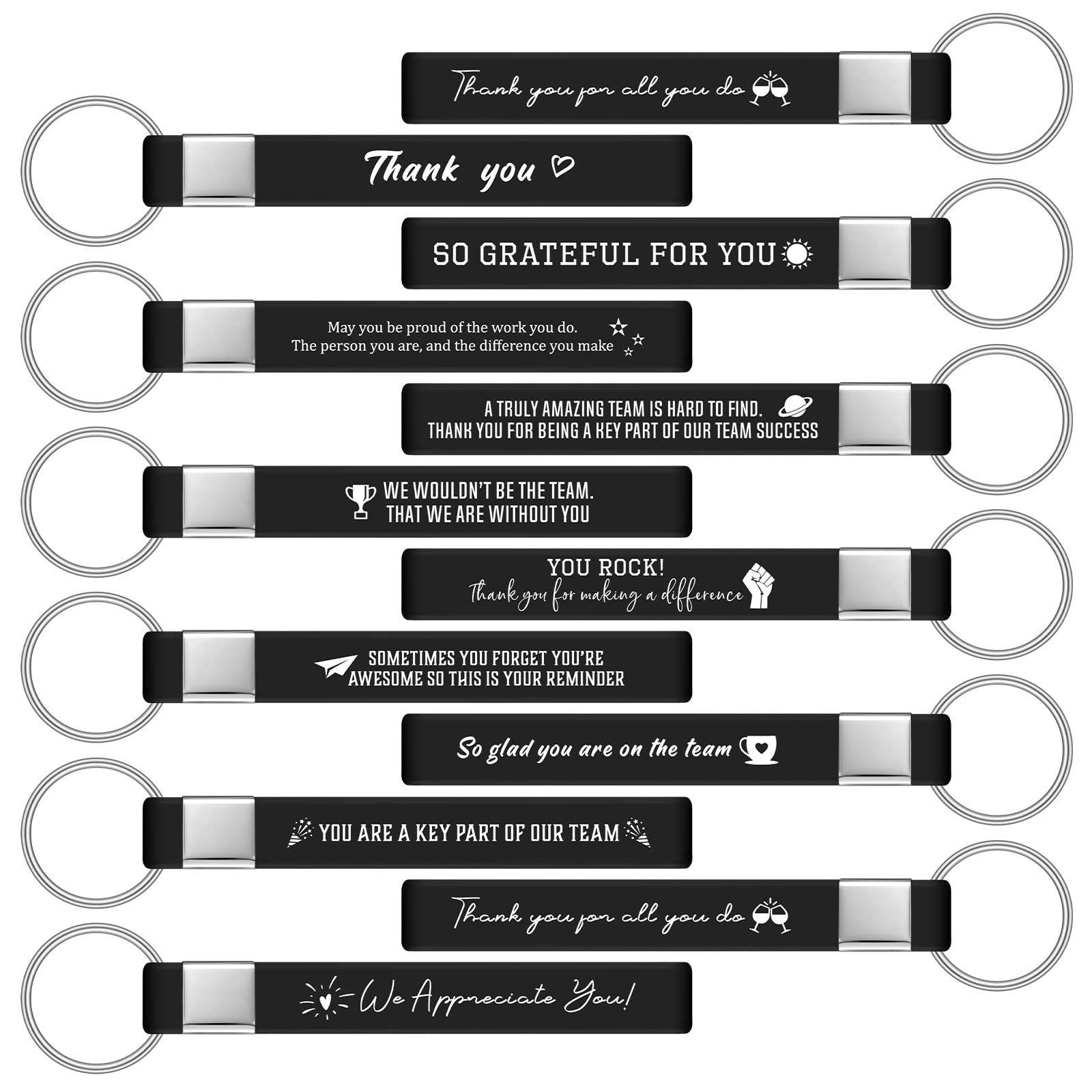 Employee Appreciation Silicone Key Chains Motivational Thank you Key ...