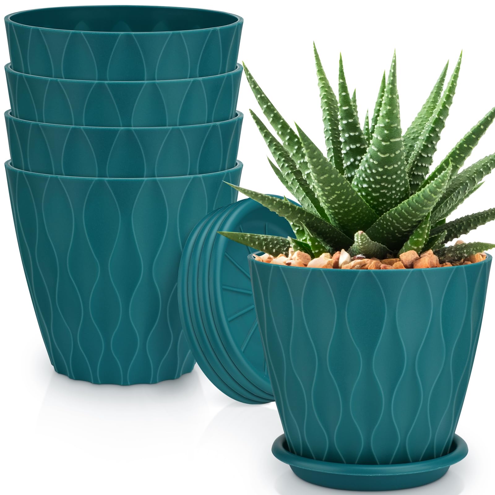 Snapklik.com : YNNICO 6 Inch Plant Pots, 5 Pack Flower Pots Outdoor ...
