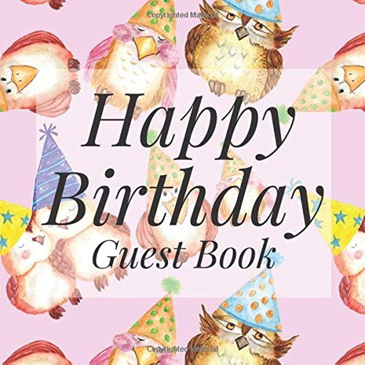 Happy Birthday Guest Book: Cool Woodland Owls - Signing Celebration ...