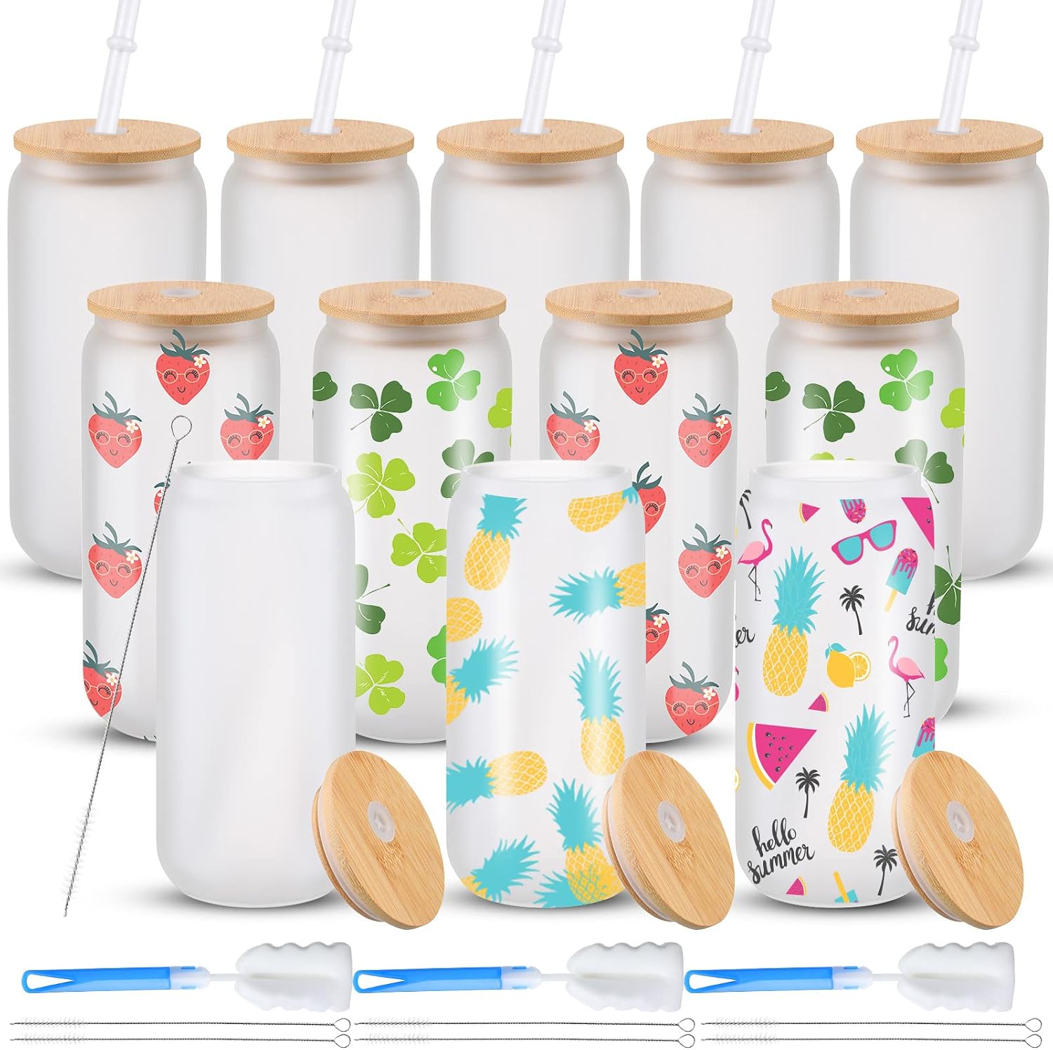 Amazon.com: Mimorou Sublimation Glass Blanks Frosted Sublimation Beer ...