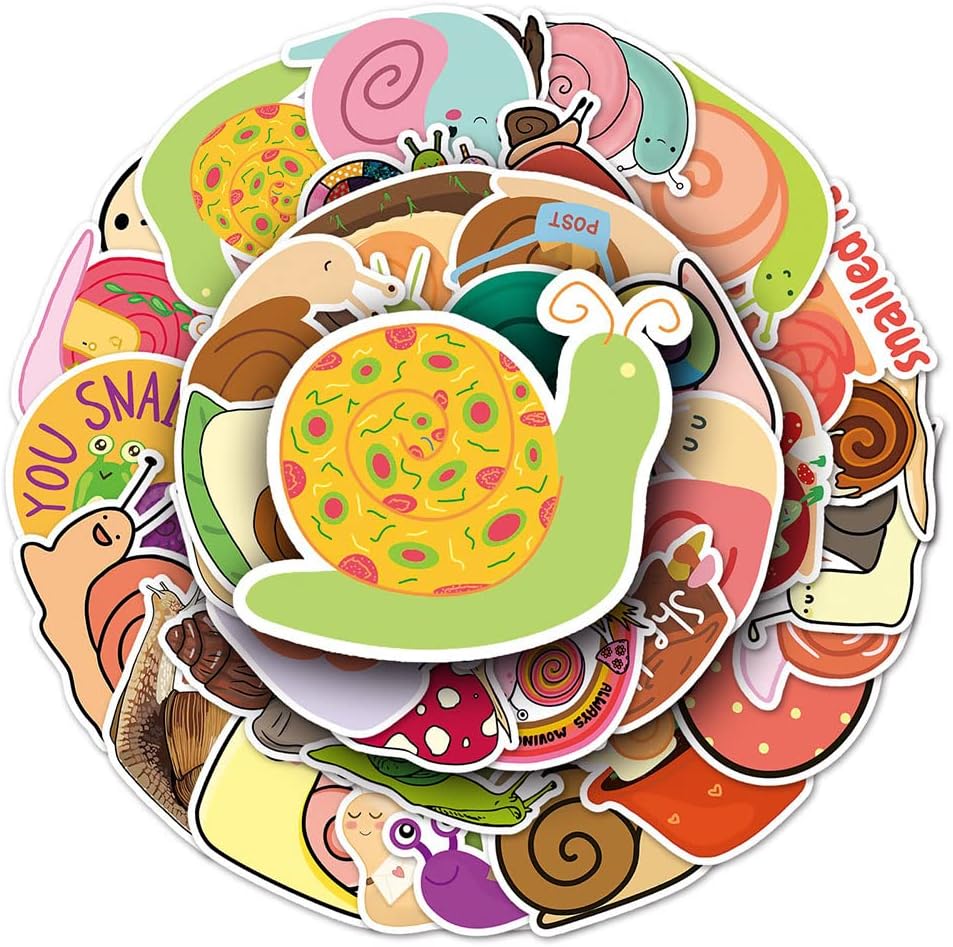 Amazon.com: 50 Packs Snail Stickers Water Bottles Laptop Phone Computer ...