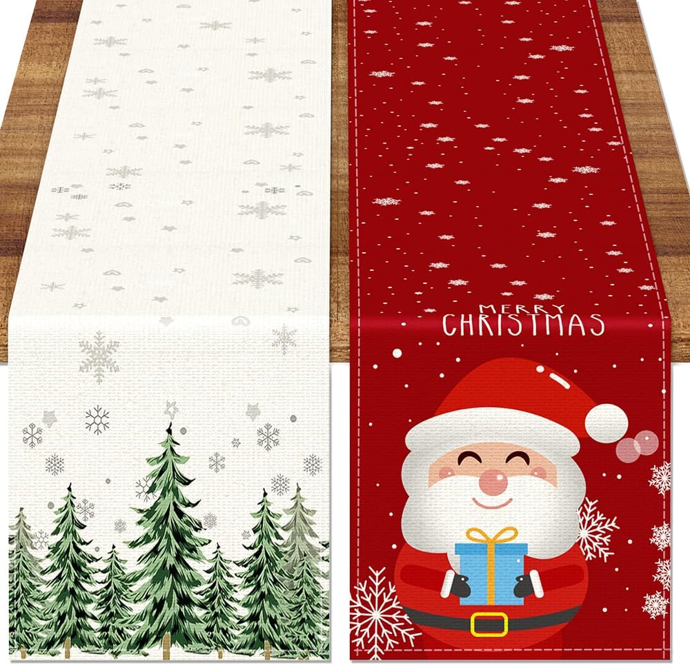 Amazon.com: TOYPOPOR Set of 2 Christmas Table Runner, Including Linen ...