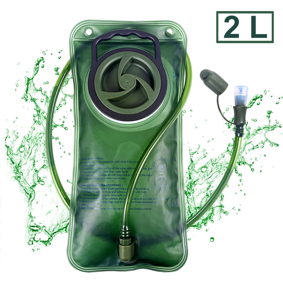 2L Hydration Bladder Water Reservoir, 2 Liter 70 oz Leakproof Water ...