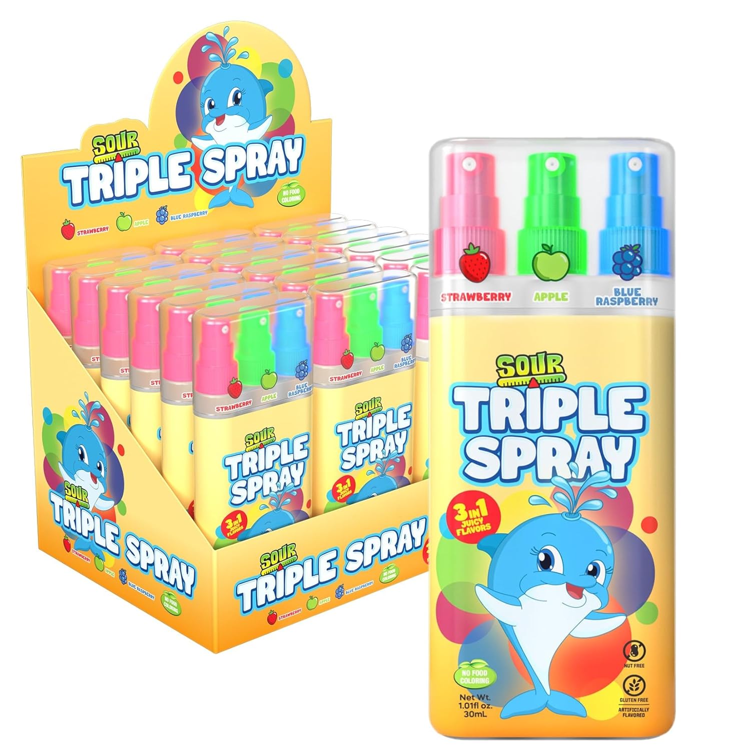 Amazon.com : Sour Triple Spray Candy 18 Count - Ultimate Sweet Treat ...