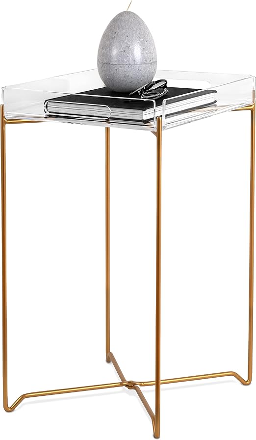 Amazon.com: BEDOTO Acrylic Tray Table - Gold Legs - Contemporary, Glam ...