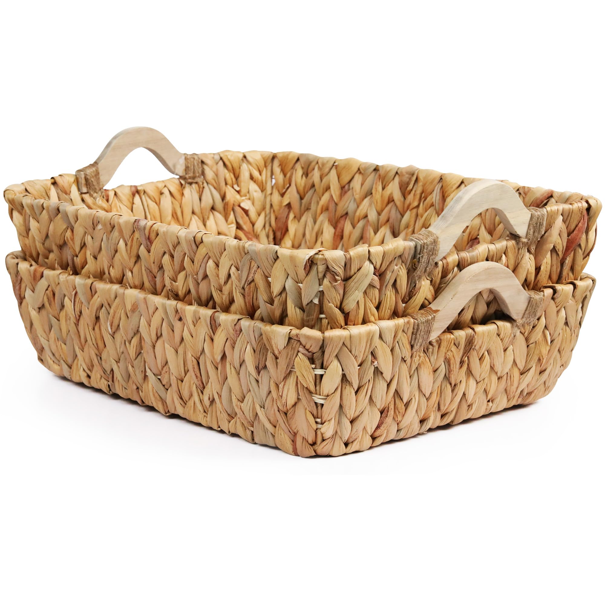 Amazon.com: VILSSOVY 2 Packs Wicker Basket, Hyacinth Wicker Storage ...