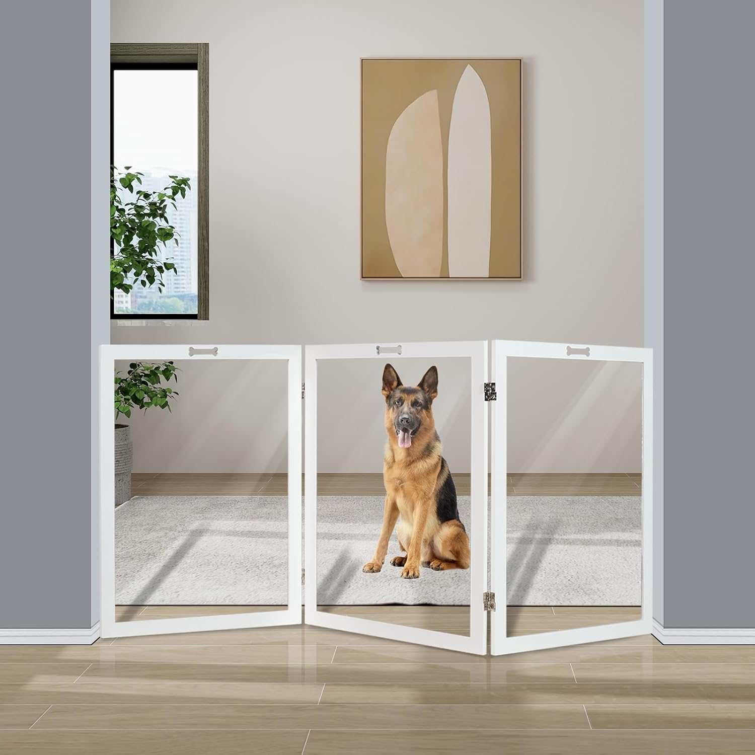 Amazon.com: Freestanding Dog Gate Indoor 3 Panels No-Assembly Required ...