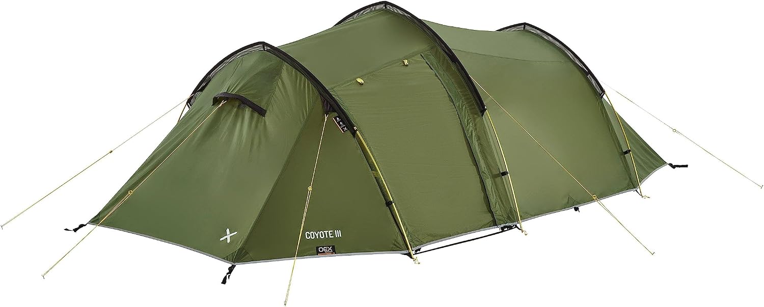 OEX Coyote III Tent for 3 People with Porch and Separate Bedroom, 3 Man ...