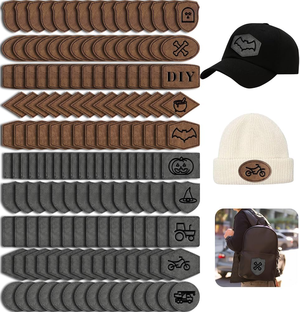 Amazon.com: 150pcs Blank Hat Patches 10 Types of Shape Laser Engraving ...