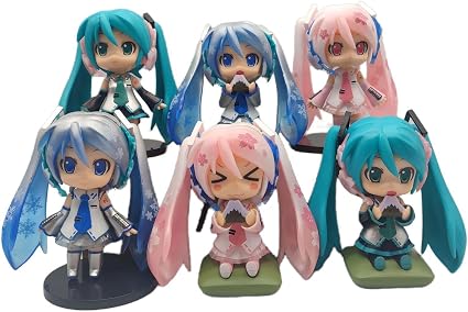 Luxetoys 6 Pcs Miku Anime Figures Character Figure with Miniature 10cm ...
