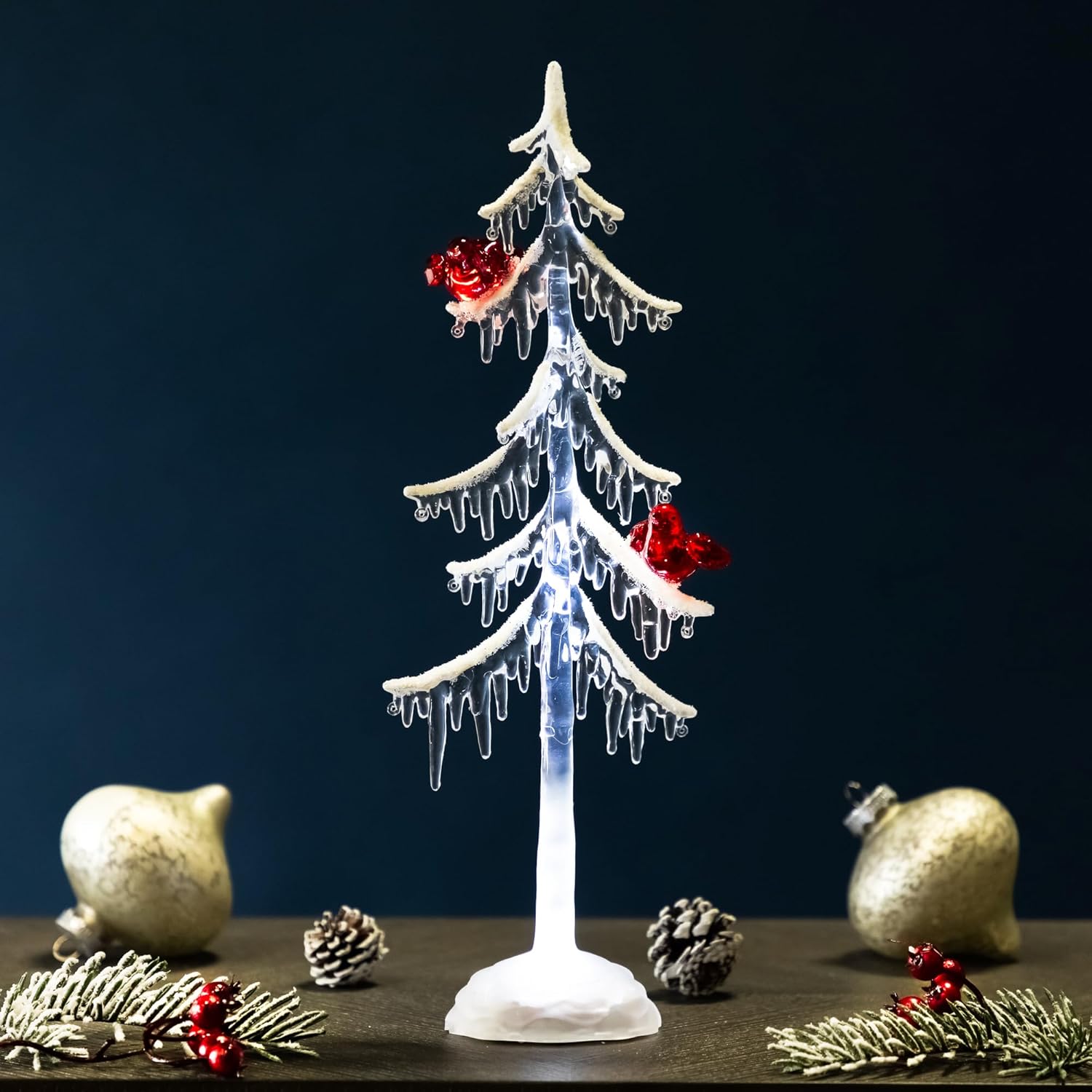 Amazon.com: Northlight LED Lighted Acrylic Icicle Tree with Cardinals ...