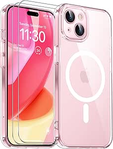 Amazon.com: SPIDERCASE Designed for iPhone 15 Case, Magnetic with [2 Tempered Glass Screen ...
