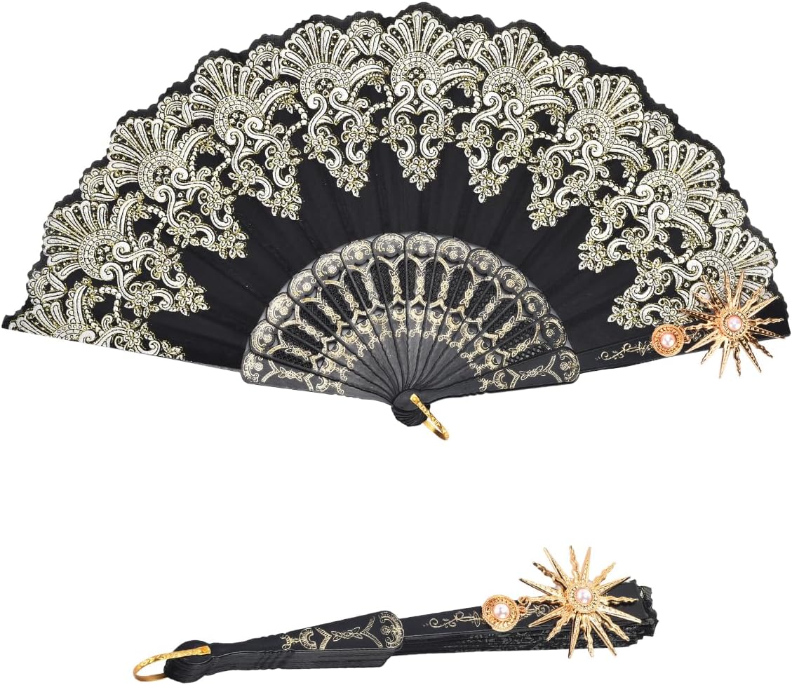 Amazon.com: Vintage Spanish Folding Fan Flamenco Rose Flower Lace ...