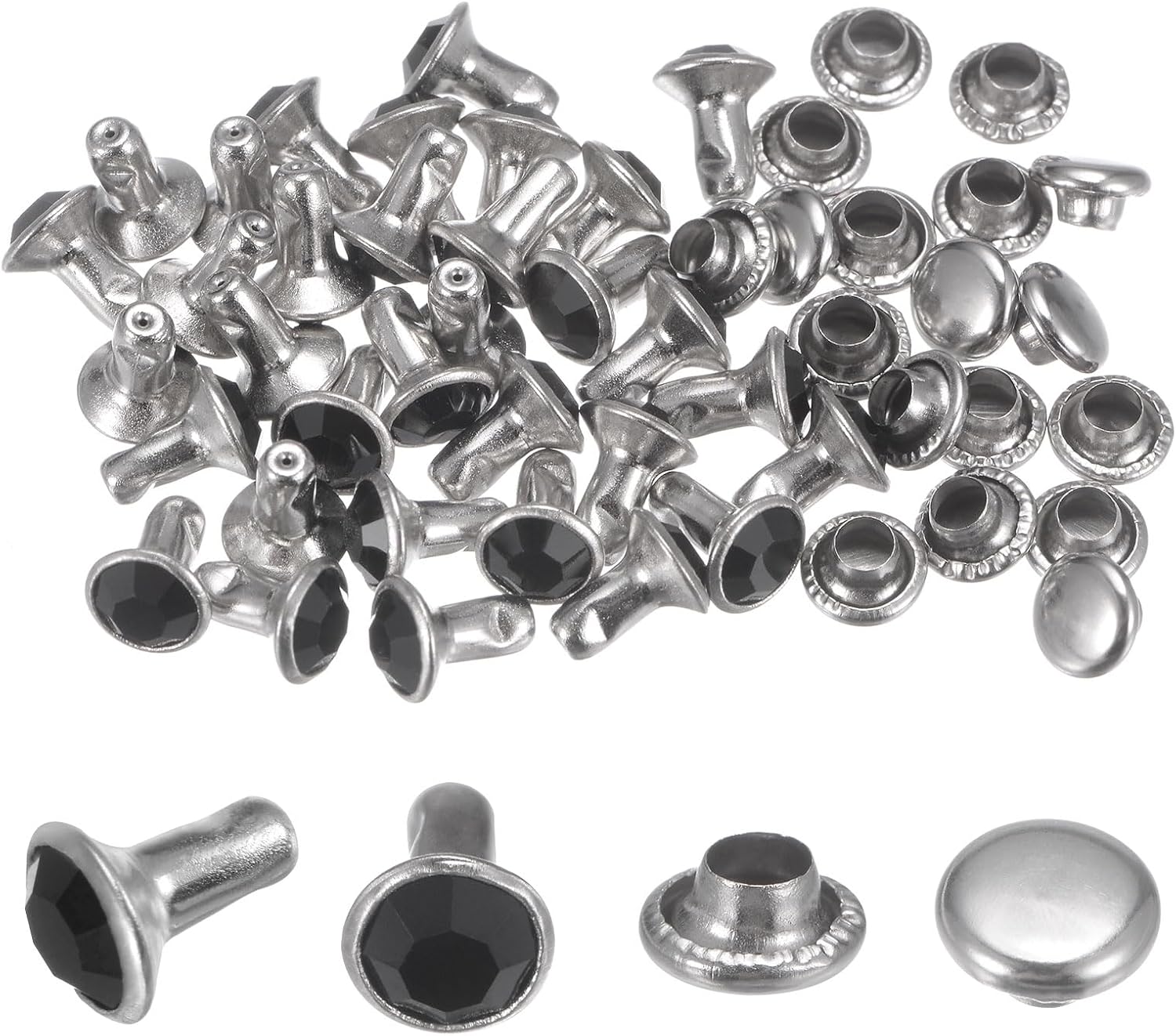 Amazon.com: HARFINGTON 100pcs Crystal Rivets 6mm Rhinestone Rivets ...