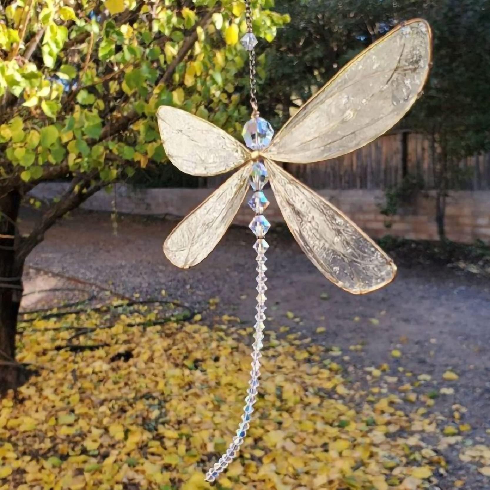 Amazon.com: Holographic Dragonfly Suncatcher: Stained Glass Art Decor ...