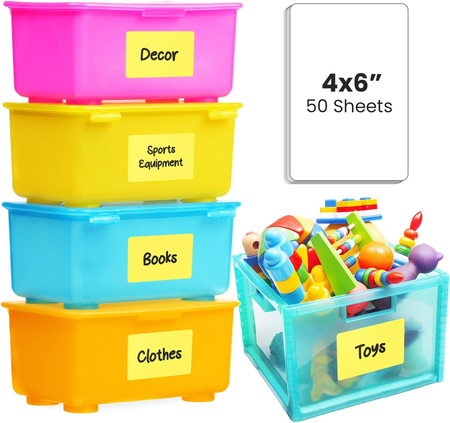 Amazon.com: MESS Large Bin Labels for Storage (50 6x4) - Pantry ...