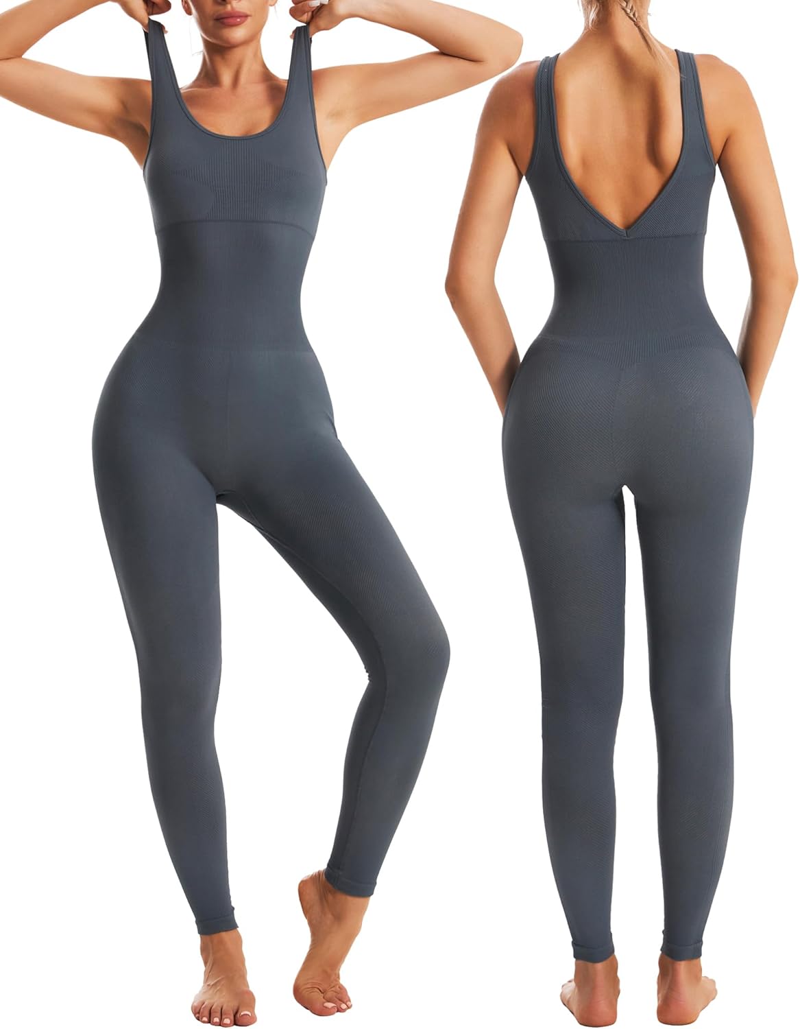 Amazon.com: RUNNING GIRL Black Jumpsuits for Women Ribbed Backless Sexy ...